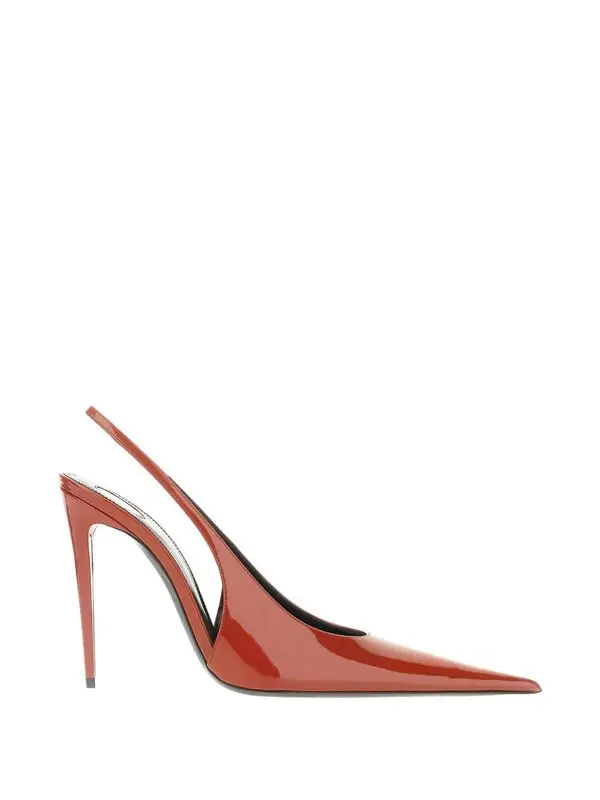 Saint Laurent Guermantes Patent Leather Slingback Pumps - Orange