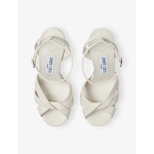 JIMMY CHOO Kove 120 Leather Heeled Platform Sandals