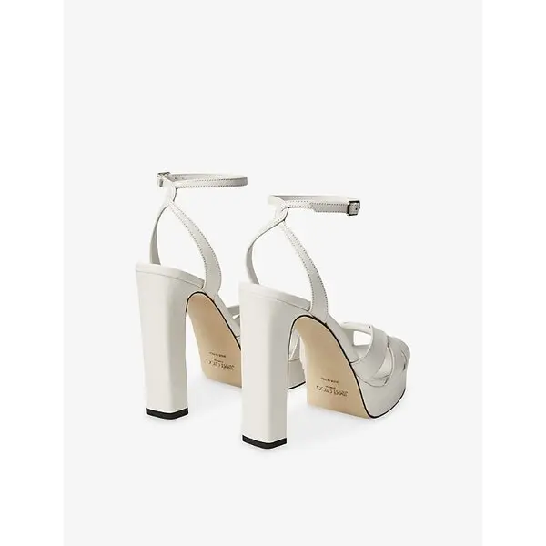 JIMMY CHOO Kove 120 Leather Heeled Platform Sandals