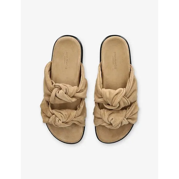 Dear Frances Tye Suede Slides With Knot Detailing