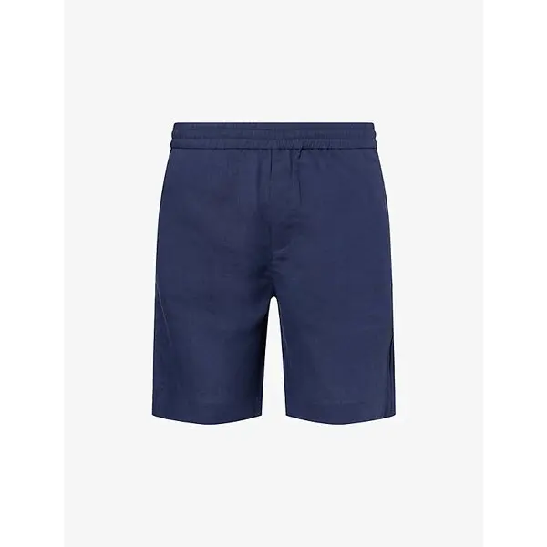 Sunspel Relaxed Fit Linen Drawstring Shorts - Light Navy