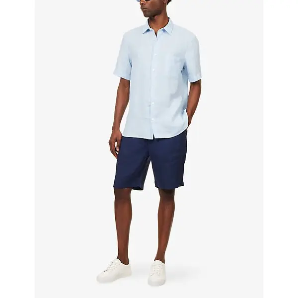Sunspel Relaxed Fit Linen Drawstring Shorts - Light Navy