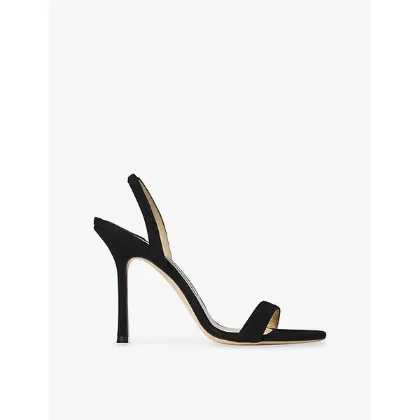 JIMMY CHOO Jenn 100 Suede Slingback Sandals - Black