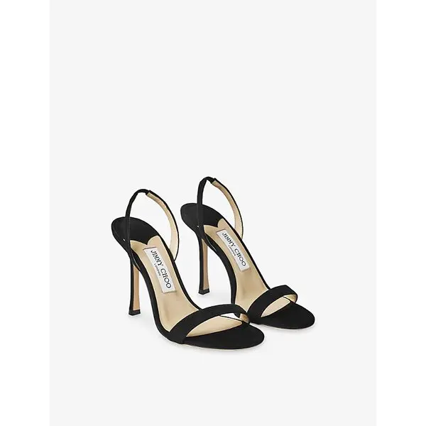 JIMMY CHOO Jenn 100 Suede Slingback Sandals - Black