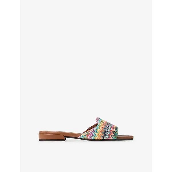 JIMMY CHOO Dina Chevron Raffia Flat Sandals