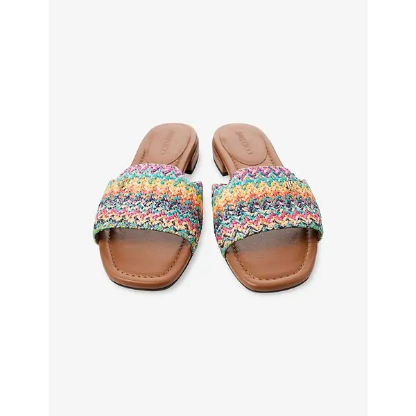 JIMMY CHOO Dina Chevron Raffia Flat Sandals