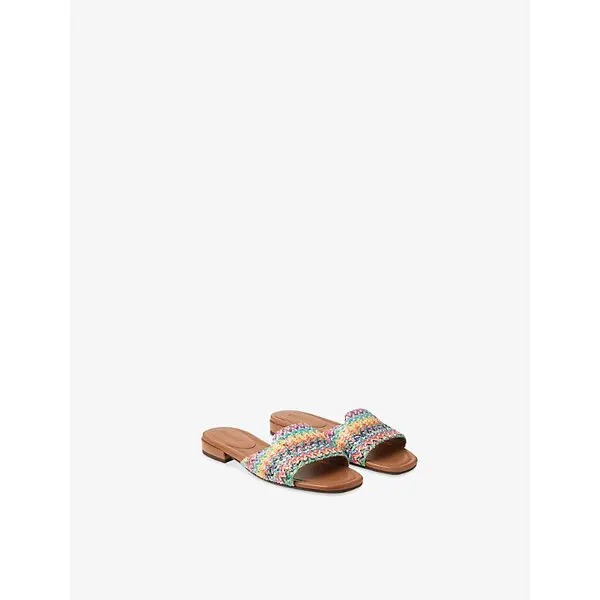 JIMMY CHOO Dina Chevron Raffia Flat Sandals