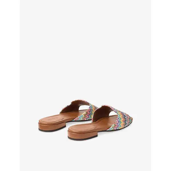 JIMMY CHOO Dina Chevron Raffia Flat Sandals