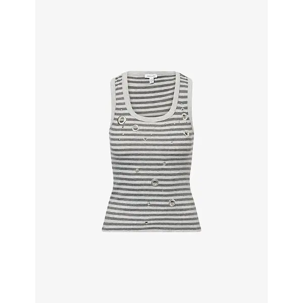 JADED LONDON Striped Eyelet Cotton-blend Vest