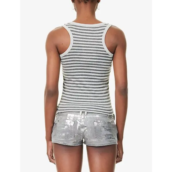 JADED LONDON Striped Eyelet Cotton-blend Vest