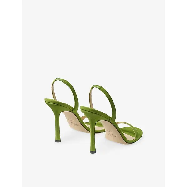 JIMMY CHOO Jenn 100 Suede Slingback Sandals - Clover