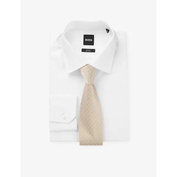 BOSS Jacquard-pattern Silk-blend Neck Tie - Open Beige