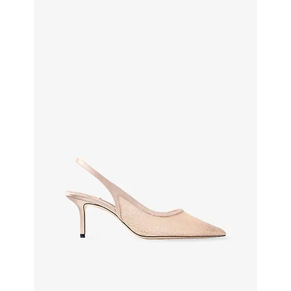 JIMMY CHOO Love 85 Glitter Slingback Stiletto Courts - Macaron