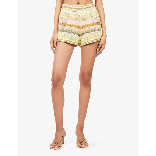 Zimmermann Indra Crochet Cotton Shorts - Multi