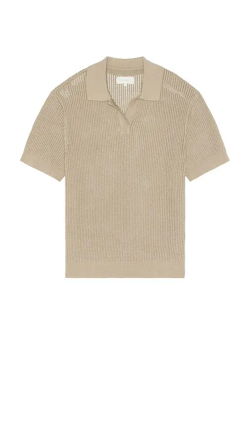 AUTO-REPLY Knit Mesh Johnny Collar Polo In . Also - Olive