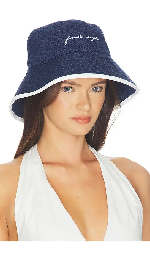 FAVORITE DAUGHTER The Color Block Canvas Bucket Hat - Blue