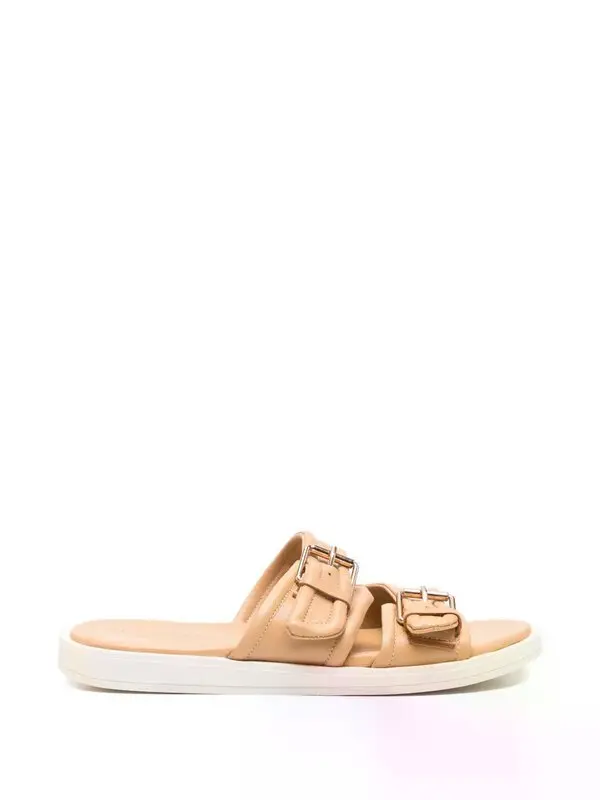 SERGIO MORETTI FIRENZE Buckle-fastening Leather Flat Sandals - Neutrals