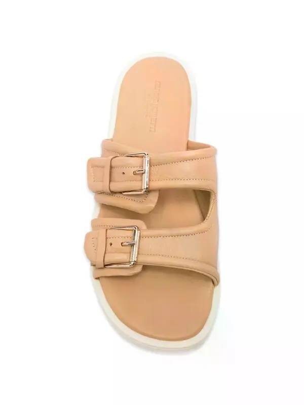 SERGIO MORETTI FIRENZE Buckle-fastening Leather Flat Sandals - Neutrals
