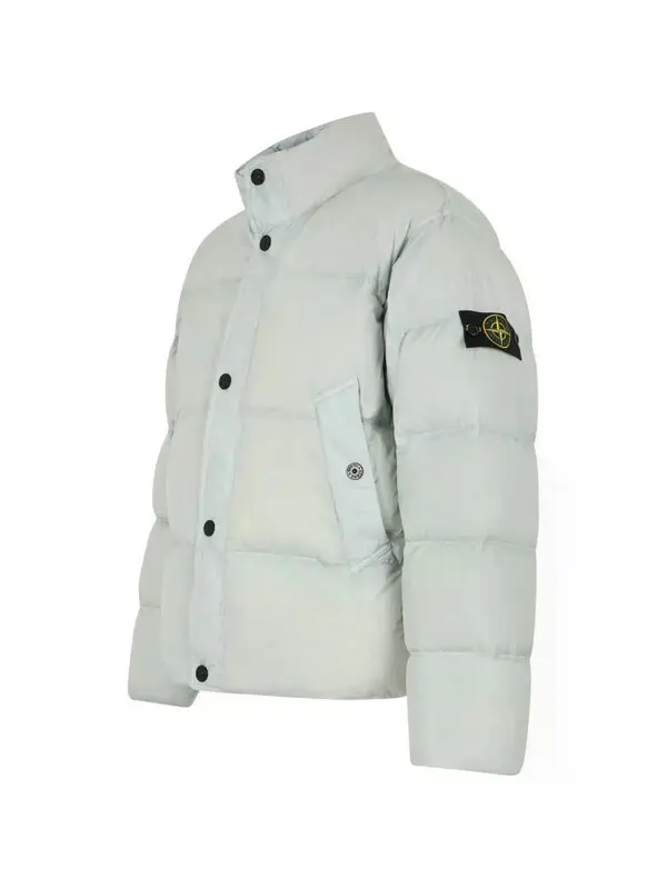 Stone Island Quilted Down Jacket With Stand Collar - Blue