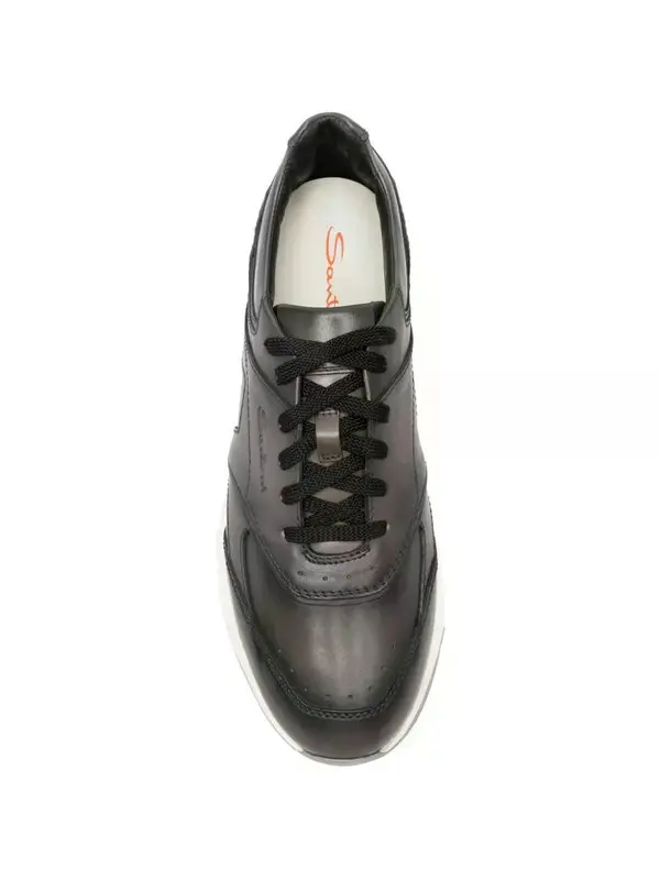 Santoni Panelled Leather Sneakers