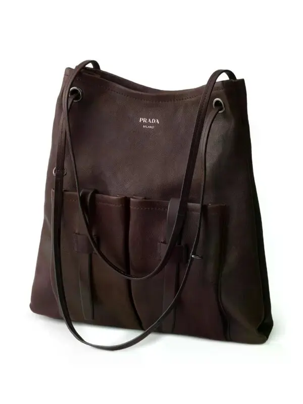 Prada Route Large Leather Bag - Brown