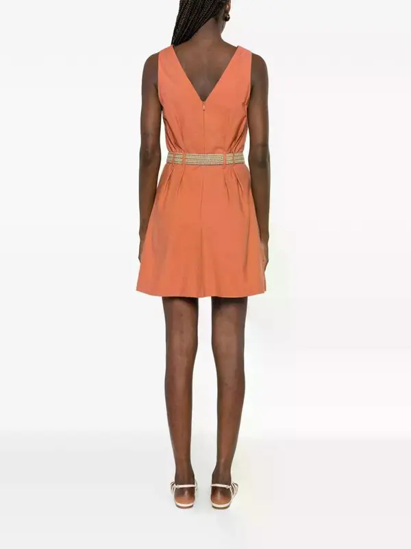 Brunello Cucinelli Belted Pleated Mini Dress