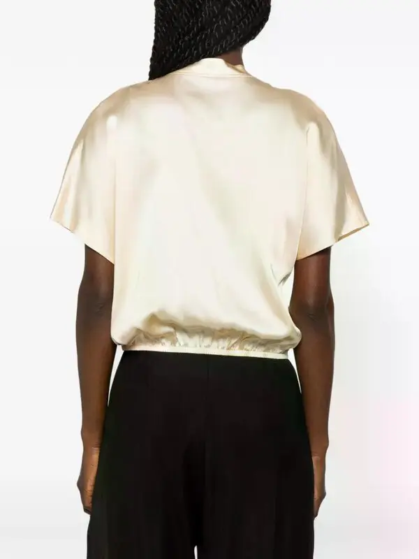 CARLA G. Satin Wrap-style Top