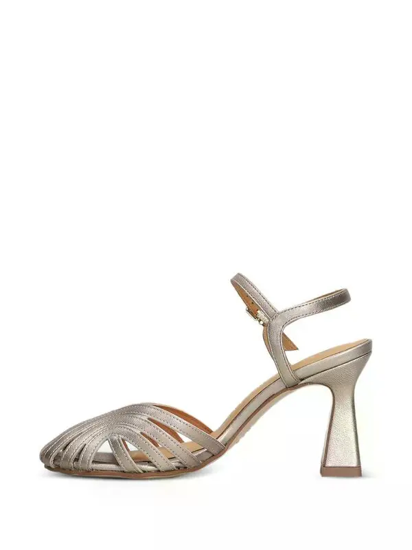 PEDRO MIRALLES Metallic Cage-style Heeled Sandals With Ankle Strap