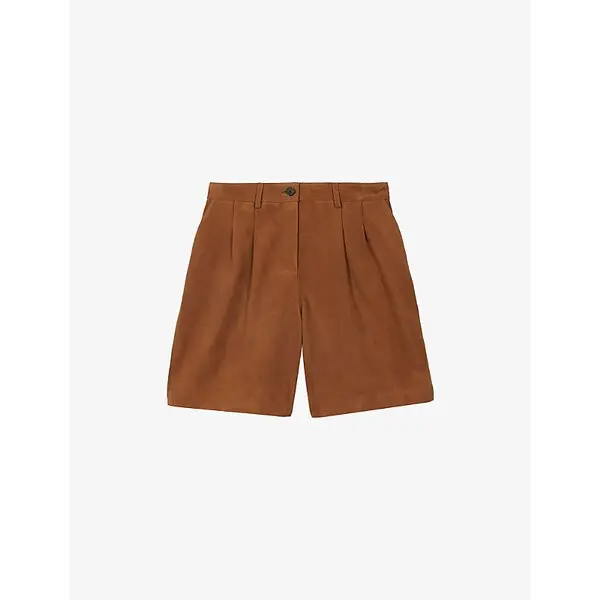 The Kooples Regular-fit Suede Bermuda Shorts - Camel