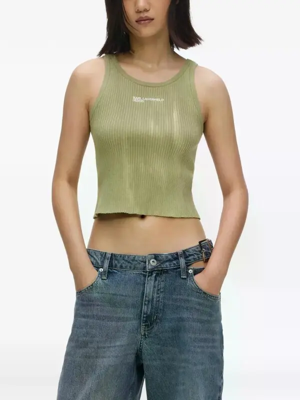 Karl Lagerfeld Ribbed Logo Tank Top