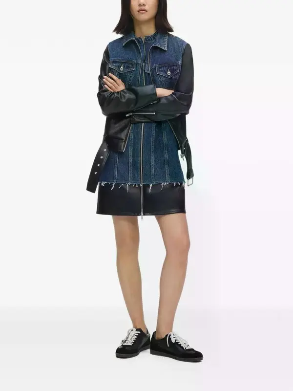 Karl Lagerfeld Sleeveless Mock Neck Mini Dress With Faux Leather Trim And Belt