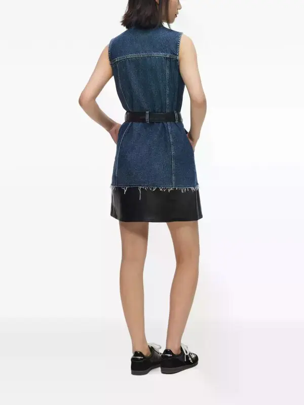 Karl Lagerfeld Sleeveless Mock Neck Mini Dress With Faux Leather Trim And Belt