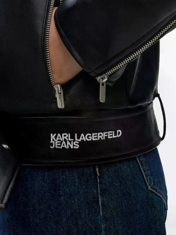 Karl Lagerfeld Panelled Raw-cut Denim And Leather Jacket