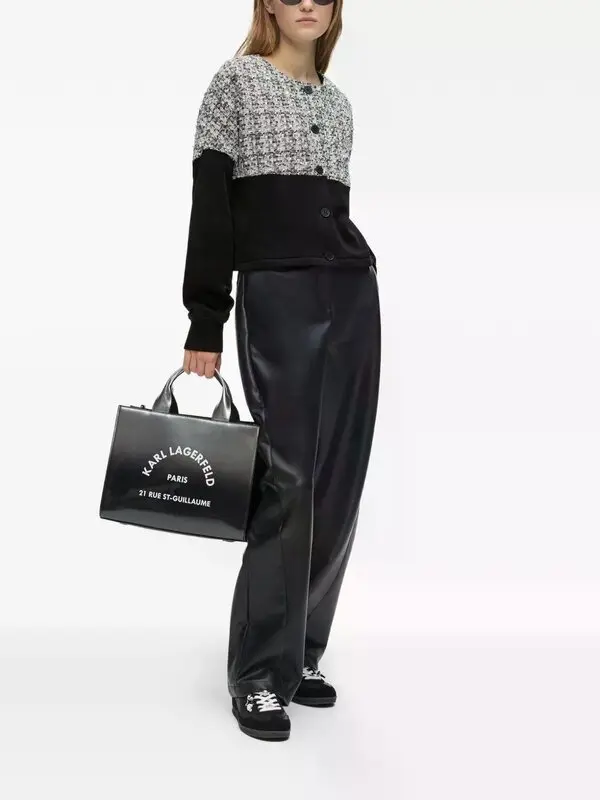 Karl Lagerfeld Boucle-panelled Jersey Cardigan