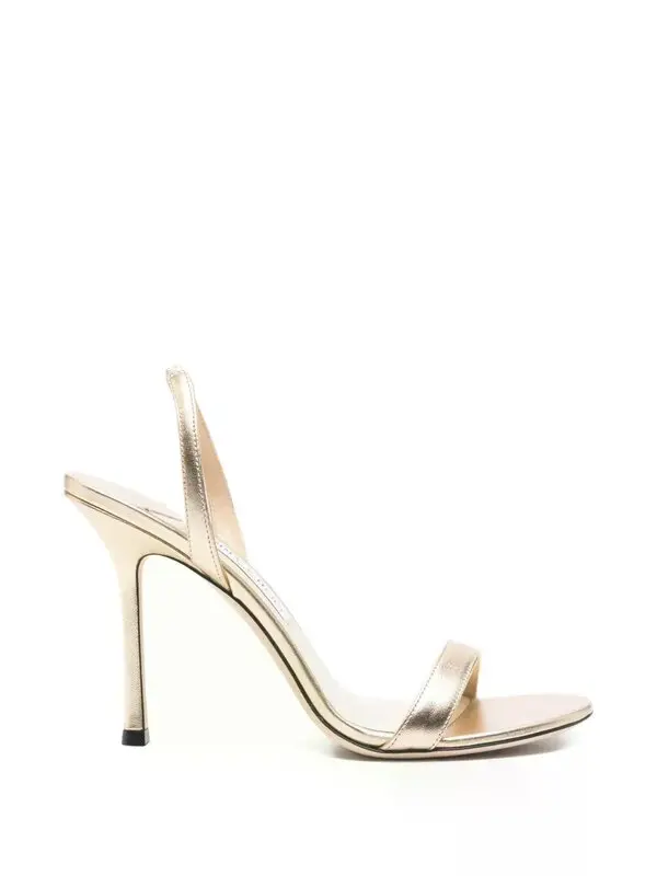 JIMMY CHOO Metallic Leather Slingback Sandals - Gold