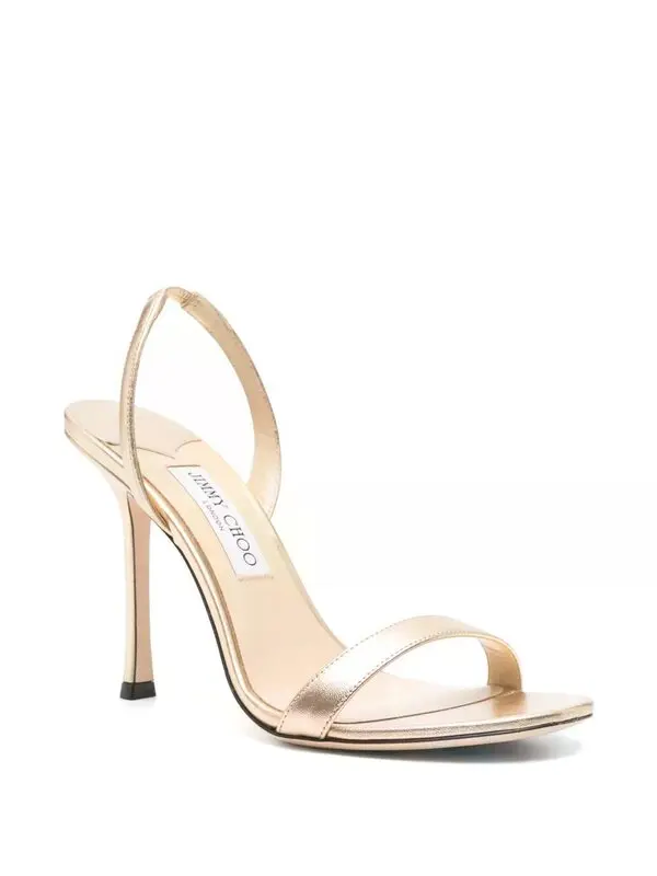 JIMMY CHOO Metallic Leather Slingback Sandals - Gold