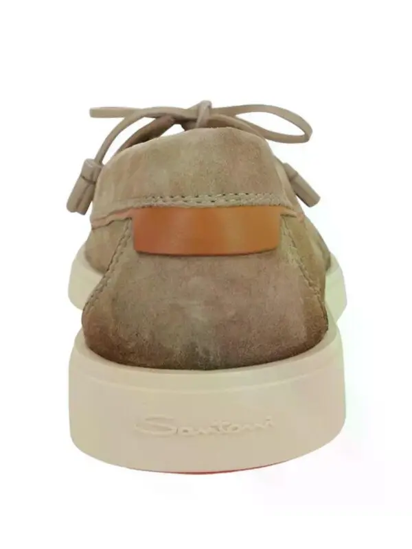 Santoni Suede Lace-up Boat Shoes