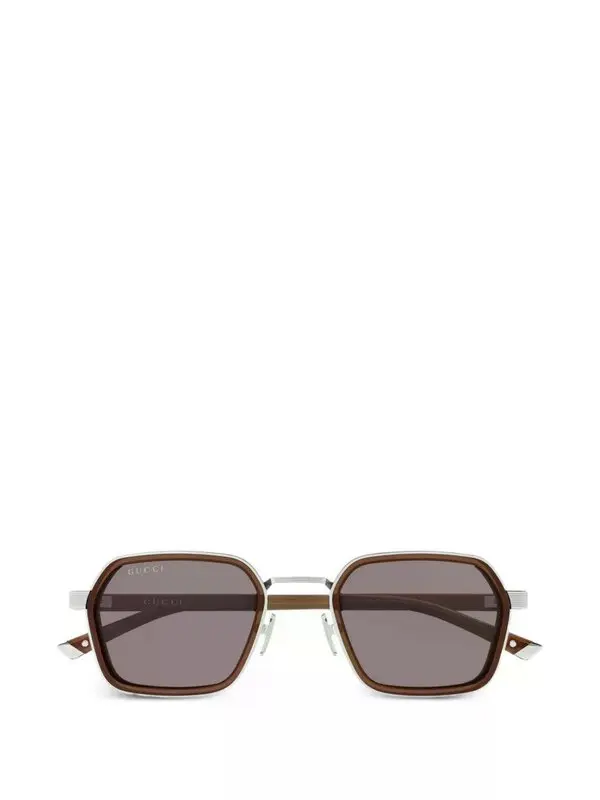 Gucci Geometric-frame Sunglasses - Silver