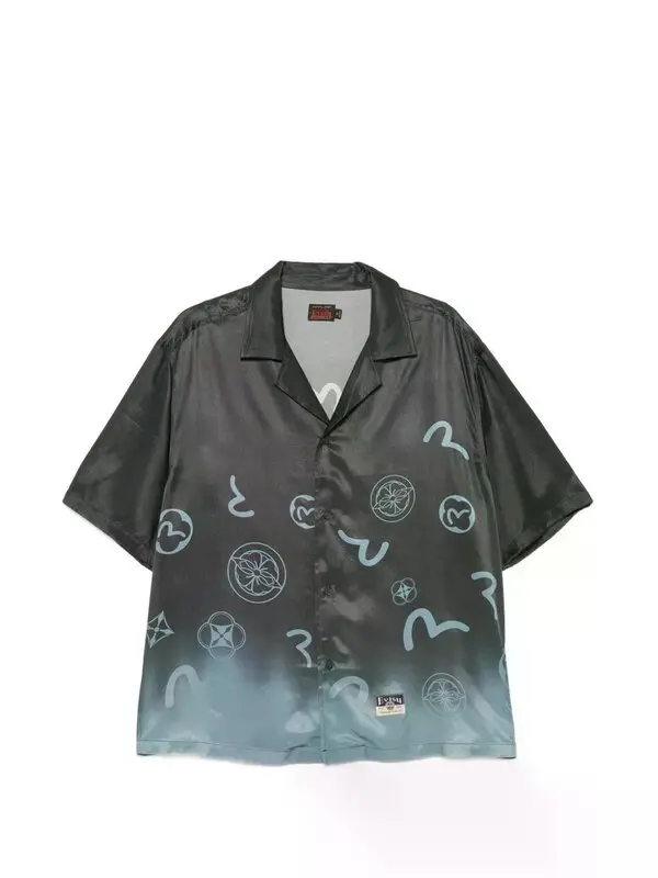 EVISU Monogram-print Ombré-effect Shirt