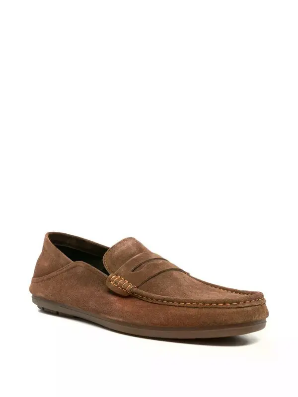 SERGIO MORETTI FIRENZE Suede Penny Loafers - Brown