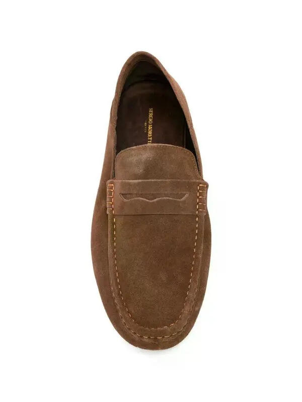SERGIO MORETTI FIRENZE Suede Penny Loafers - Brown