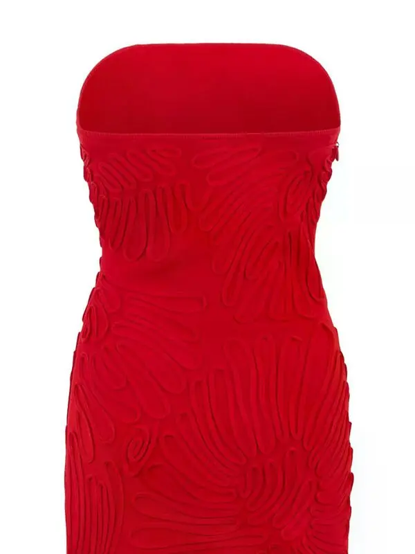 Cult Gaia Strapless Fringe Trim Dress - Red