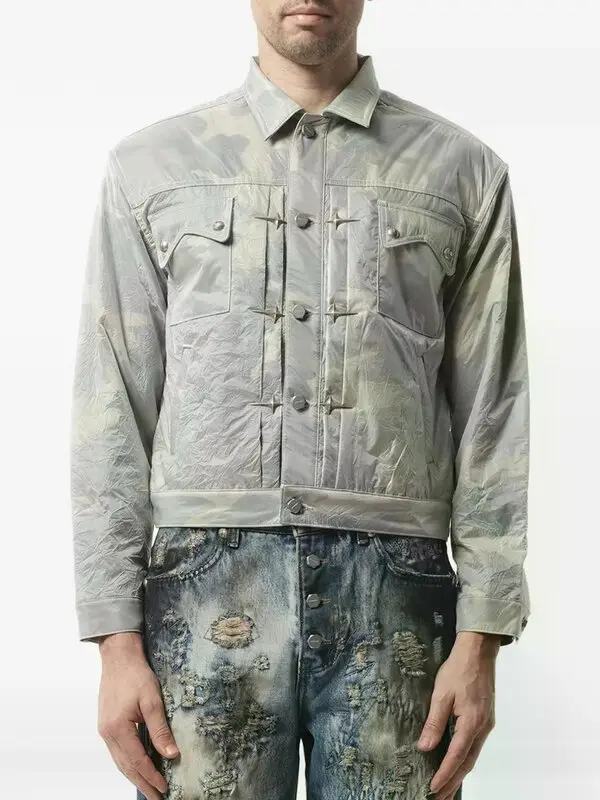 THUG CLUB Clouded Gradient Effect Distressed Jacket