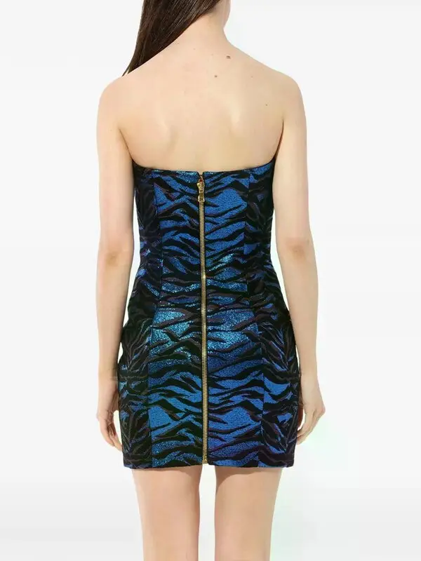 Balmain Tiger Print Strapless Mini Dress