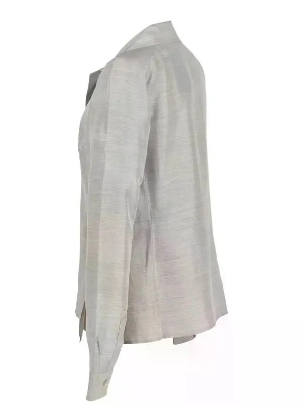 Richard Tyler V-neck Long-sleeve Blouse With Notched Collar