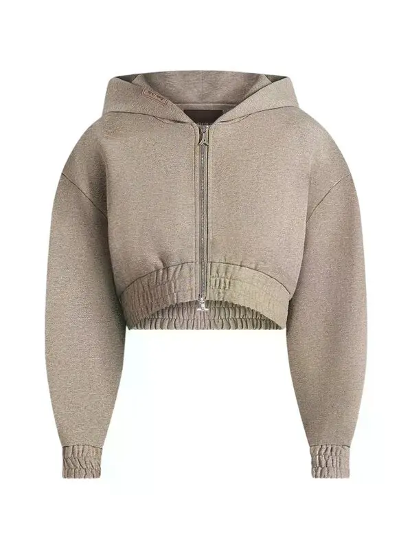 Manière De Voir Cropped Zip Hoodie - Neutrals