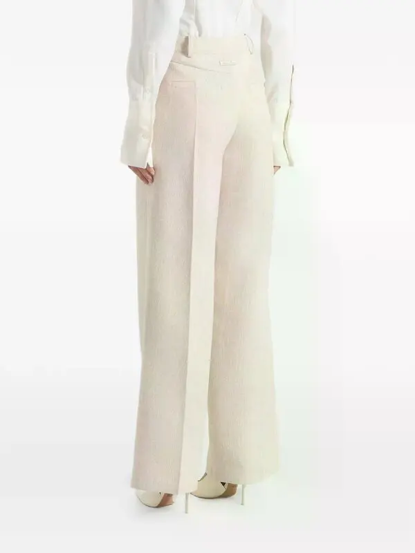 Manière De Voir Maniere De Voir Tailored Linen Wrap Trousers With Gold Hardware Detail - Neutrals
