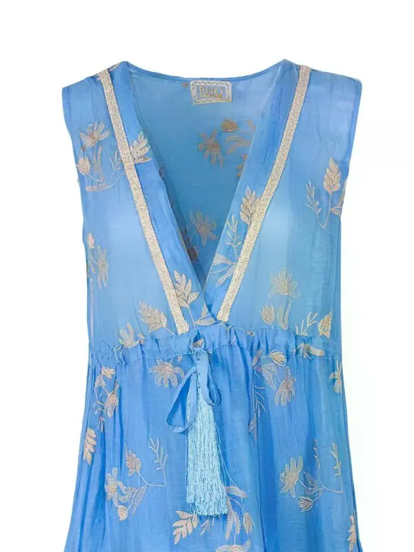 Pho Firenze Floral Ramie Tiered Maxi Dress