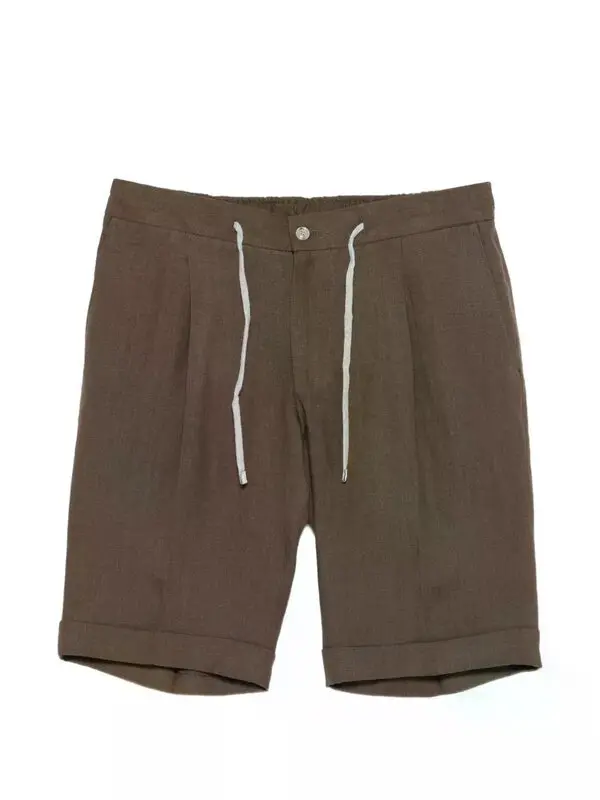 BARBA NAPOLI Drawstring-waist Pleated Shorts - Brown