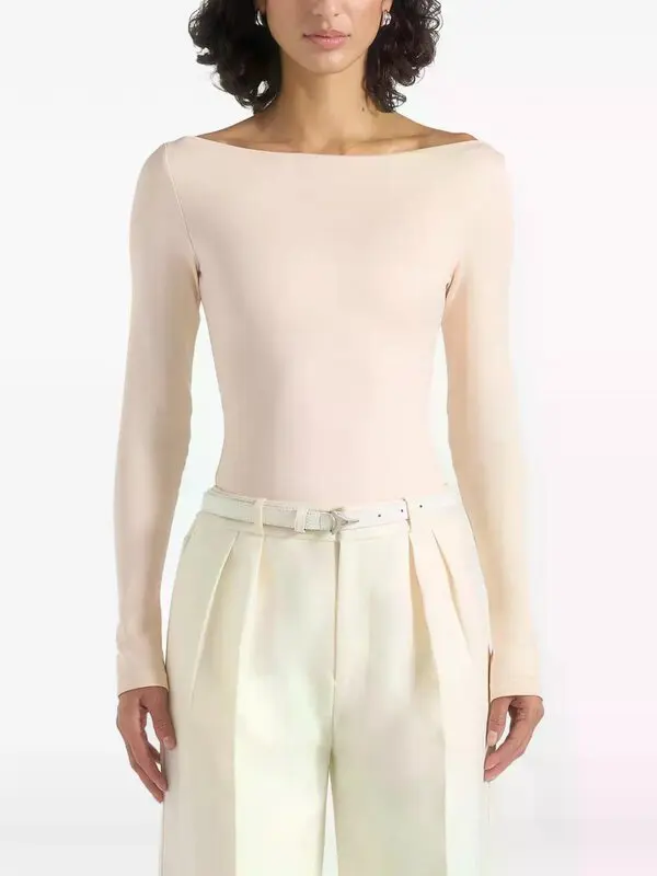 Manière De Voir Maniera De Voir Boat Neck Long Sleeve Bodysuit - Neutrals